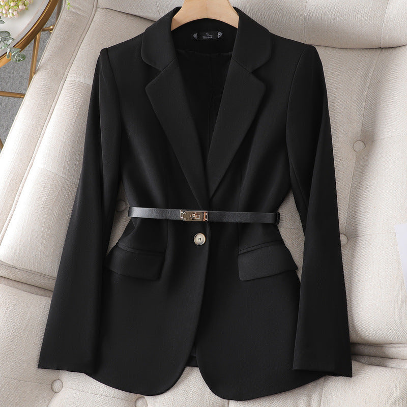 Selene Belted Women’s Blazer – Smooth Finish Fabric with Streamlined F ...