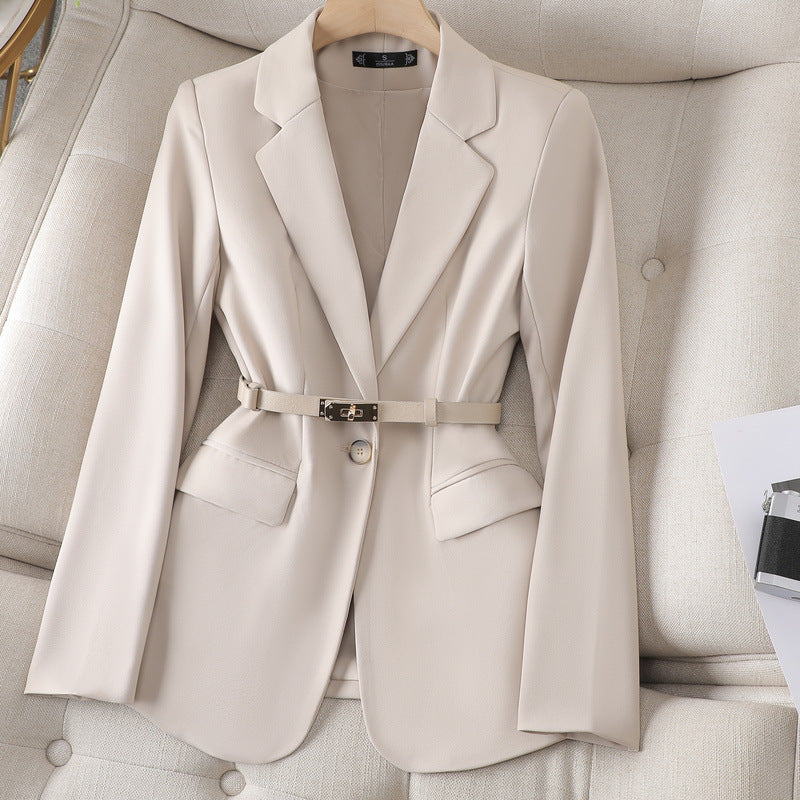 Selene Belted Women’s Blazer – Smooth Finish Fabric with Streamlined F ...