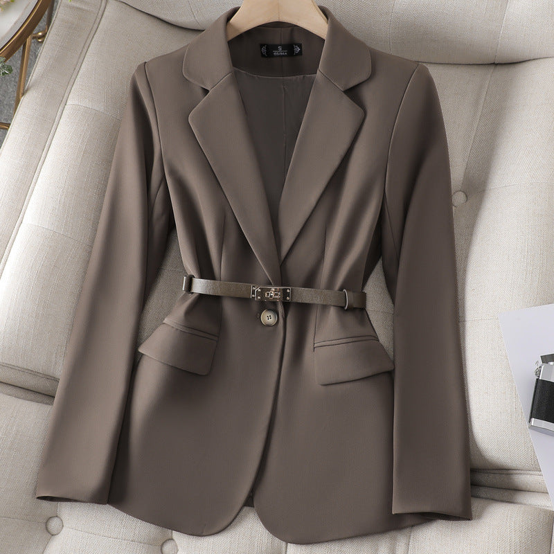 Selene Belted Women’s Blazer – Smooth Finish Fabric with Streamlined F ...